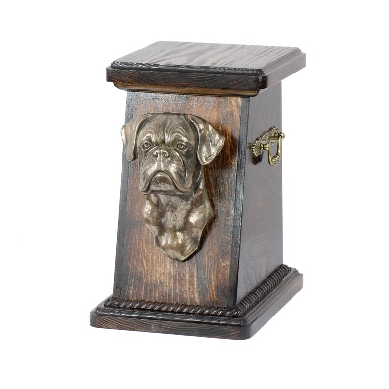 Boxer Uncropped Urn for Dog Ashes, Memorial With Statue, Urn With ...