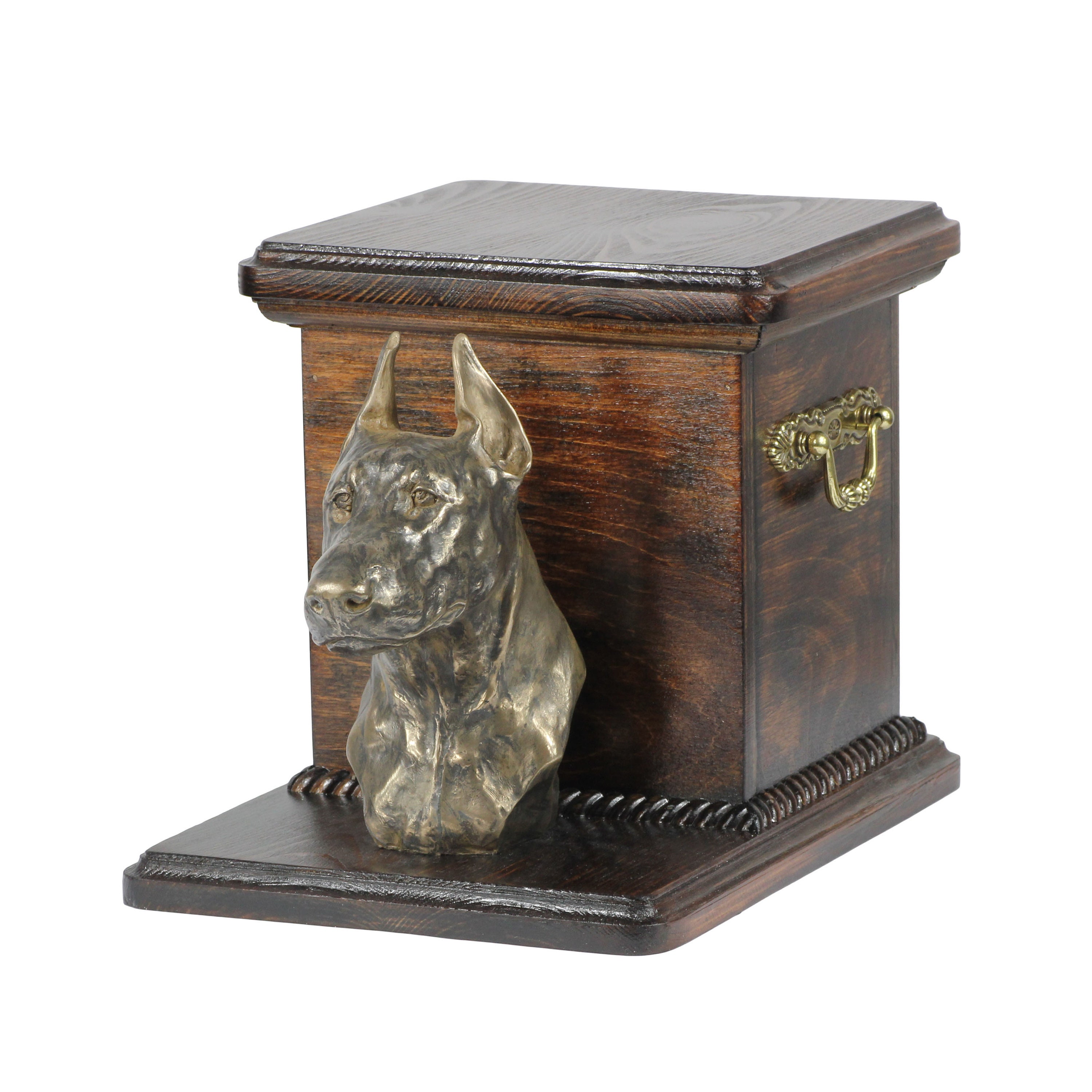 Doberman Cropped Urn for Dog Ashes, Memorial with Statue, Urn with ...