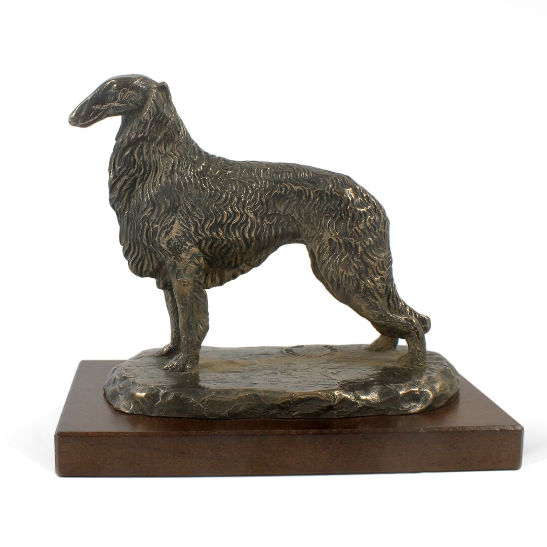 Borzoi Statue, Cold Cast Bronze Sculpture, Wooden or Marble Base, Home ...