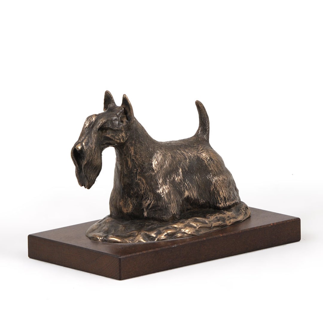 Scottish Terrier Statue, Cold Cast Bronze Sculpture, Wooden or Marble ...