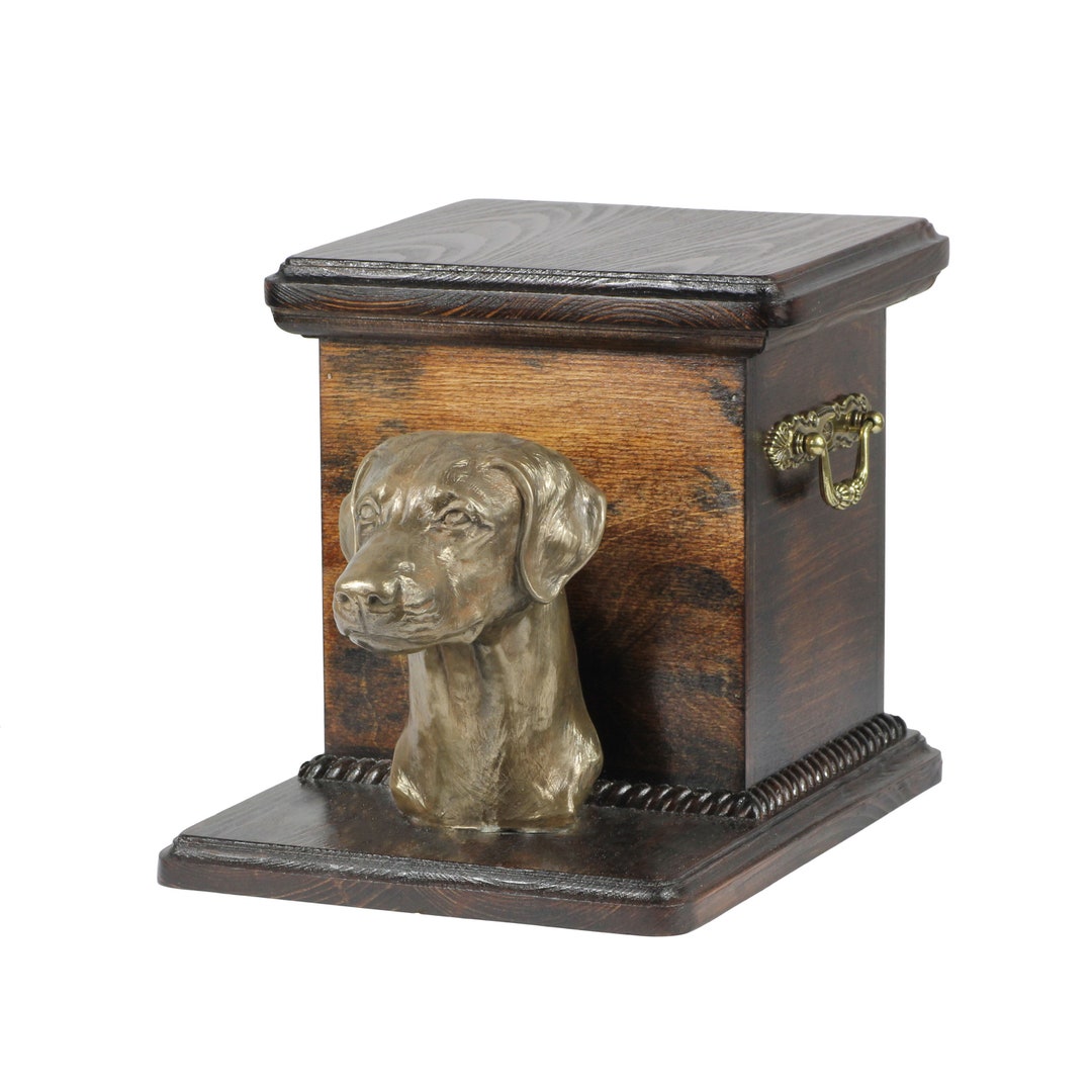 Doberman Uncropped Urn for Dog Ashes, Memorial With Statue, Urn With ...