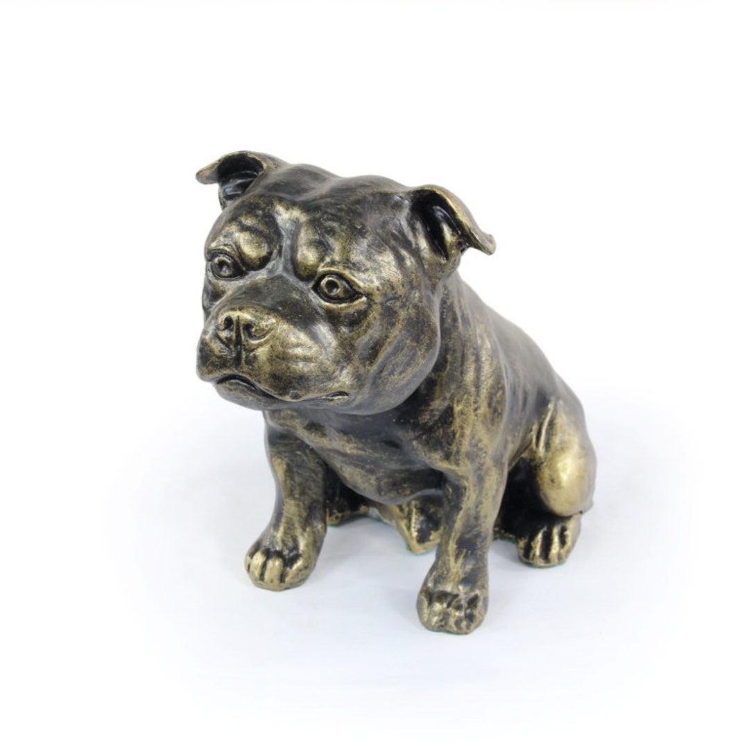 Staffordshire Bull Terrier Staffy Statue, Cold Cast Bronze Sculpture ...