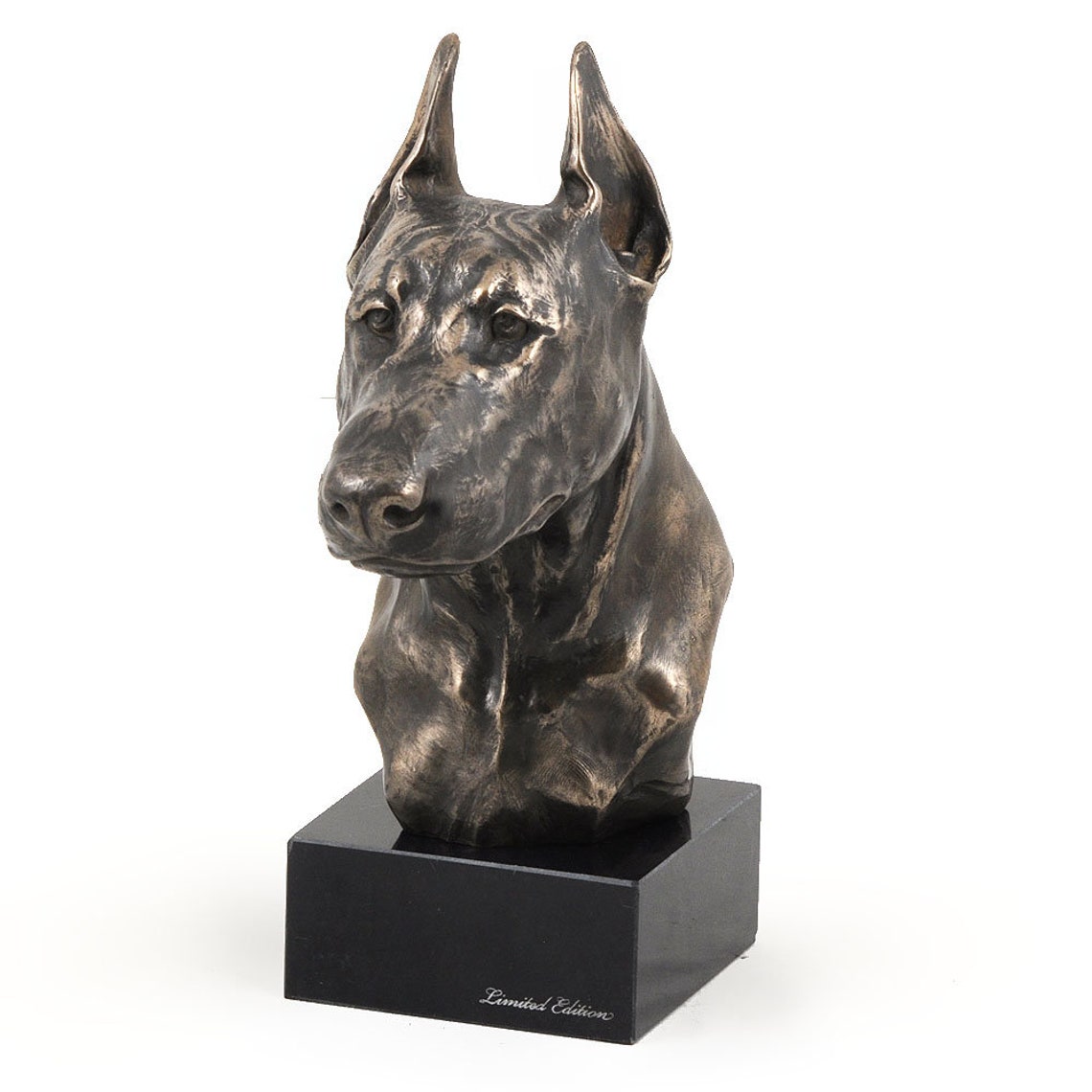 Doberman Statue, Cold Cast Bronze Sculpture, Marble Base, Home and ...