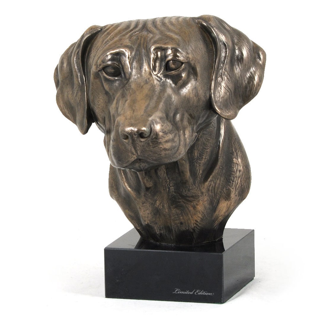 Rhodesian Ridgeback Statue, Cold Cast Bronze Sculpture, Marble Base ...