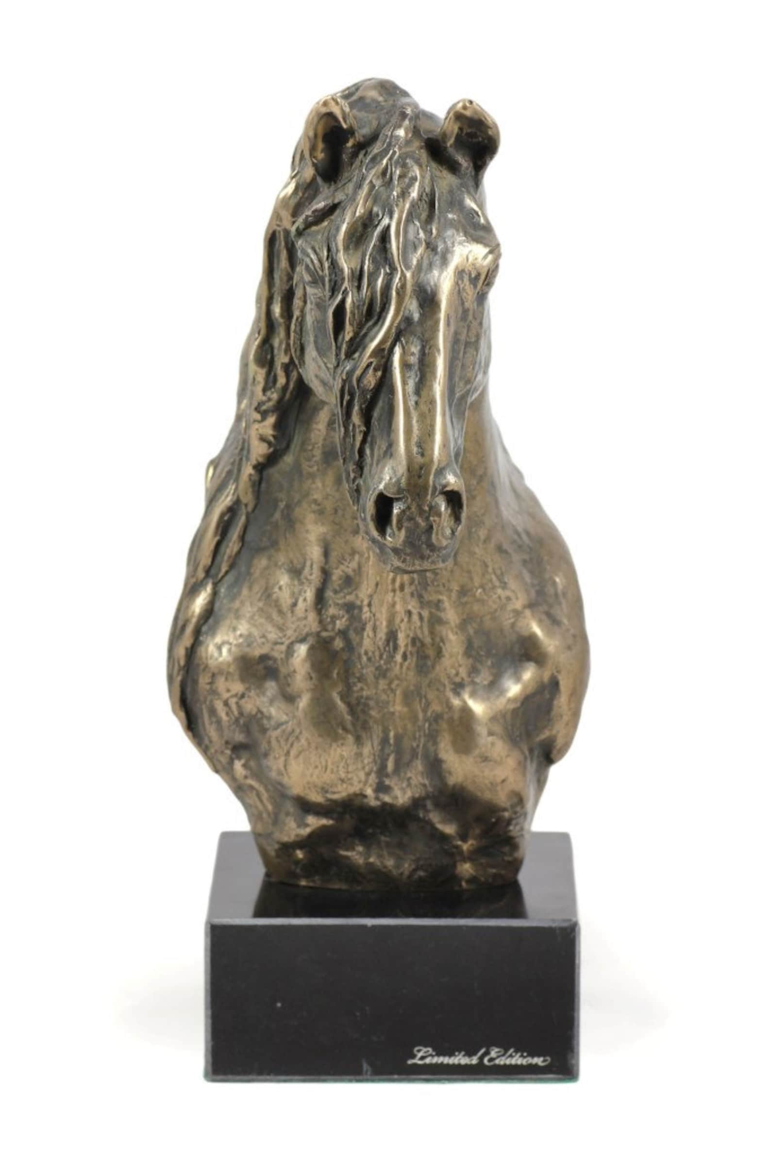 Friesian Horse Statue, Cold Cast Bronze Sculpture, Marble Base, Home ...