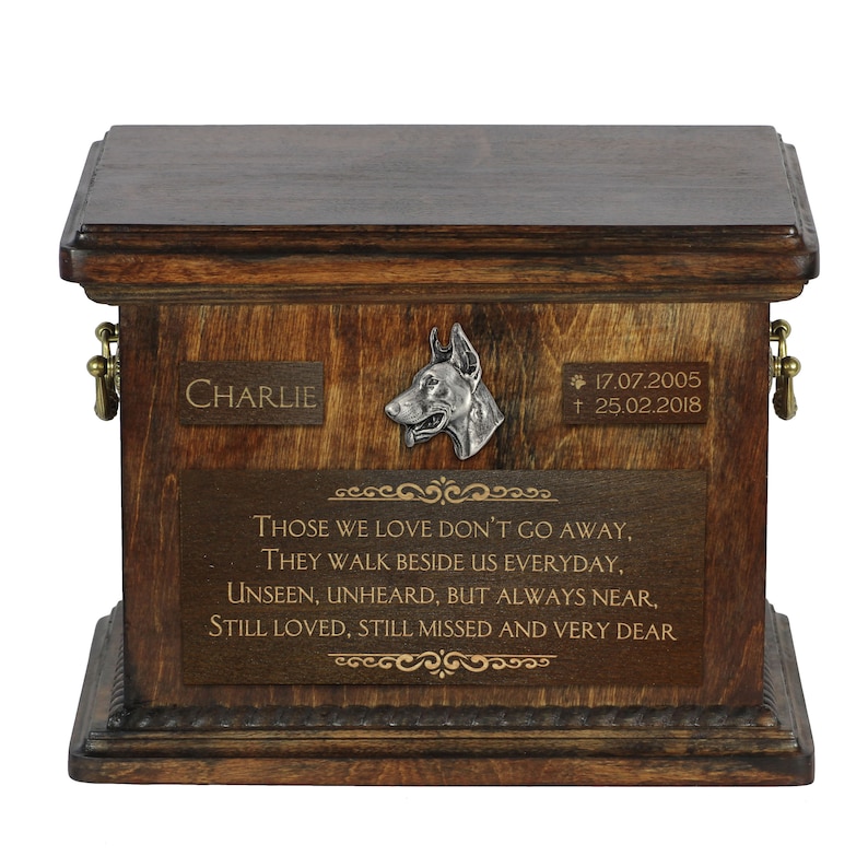 Doberman Urn for Dog Ashes, Personalized Memorial With Relief, Pet’s ...