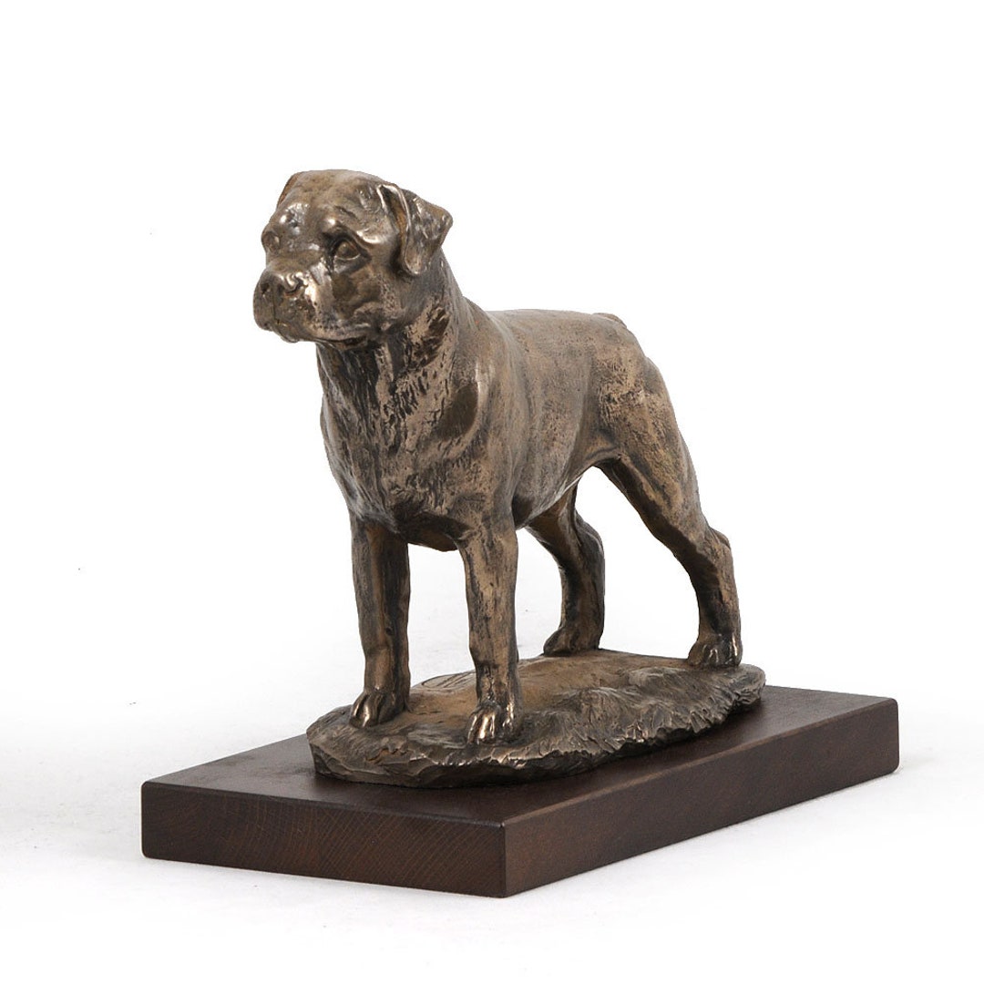 Rottweiler Statue, Cold Cast Bronze Sculpture, Wooden or Marble Base ...