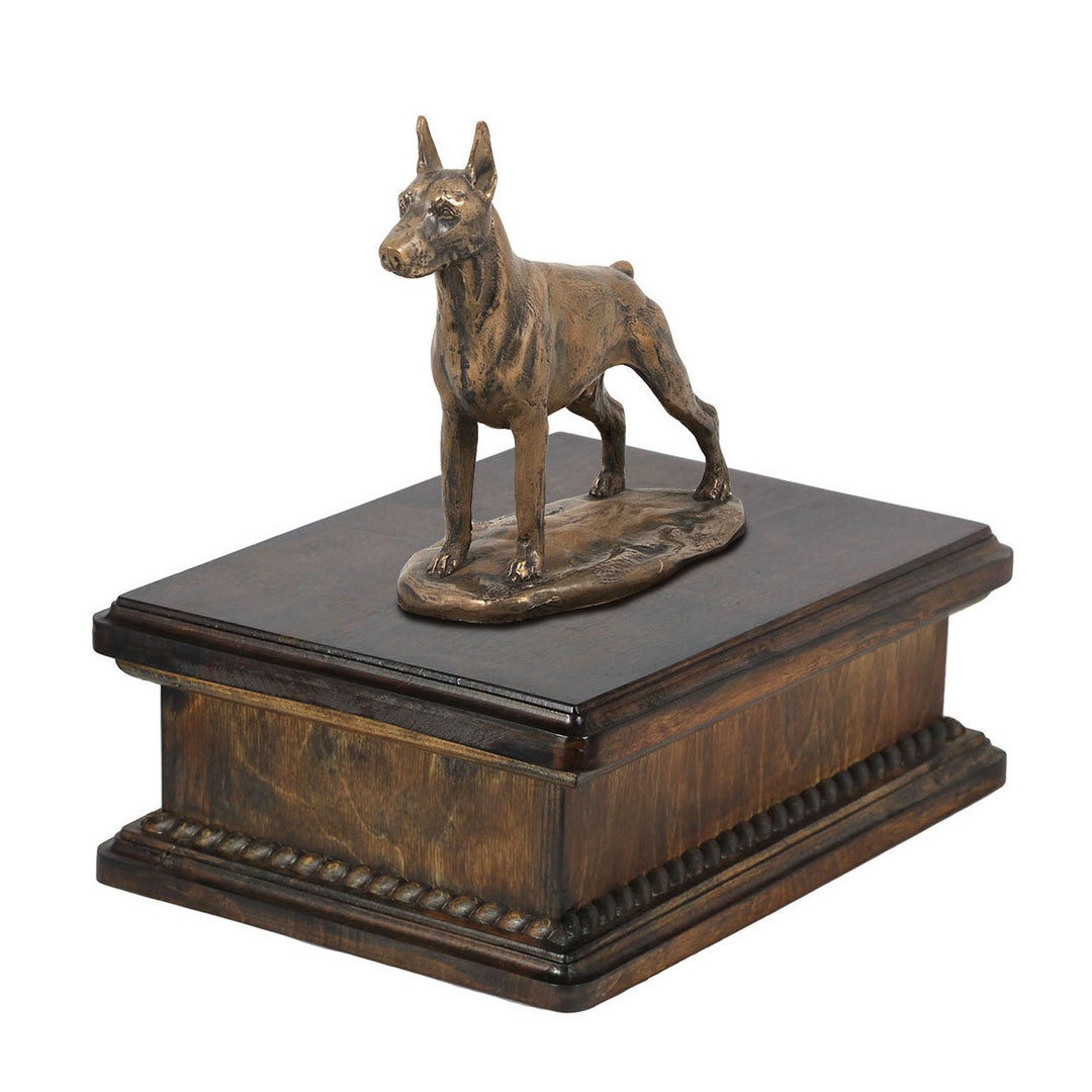 Doberman Cropped Urn for Dog Ashes, Memorial With Statue on Top, Lower ...
