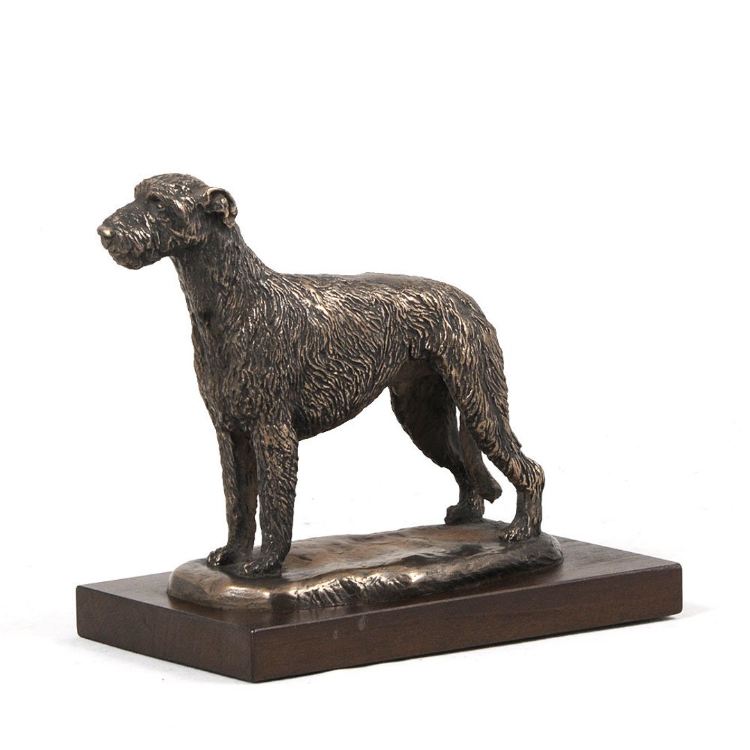 Irish Wolfhound Statue, Cold Cast Bronze Sculpture, Wooden or Marble ...