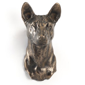 Basenji Hanging Statue, Cold Cast Bronze Sculpture, Hanging Dog Bust ...