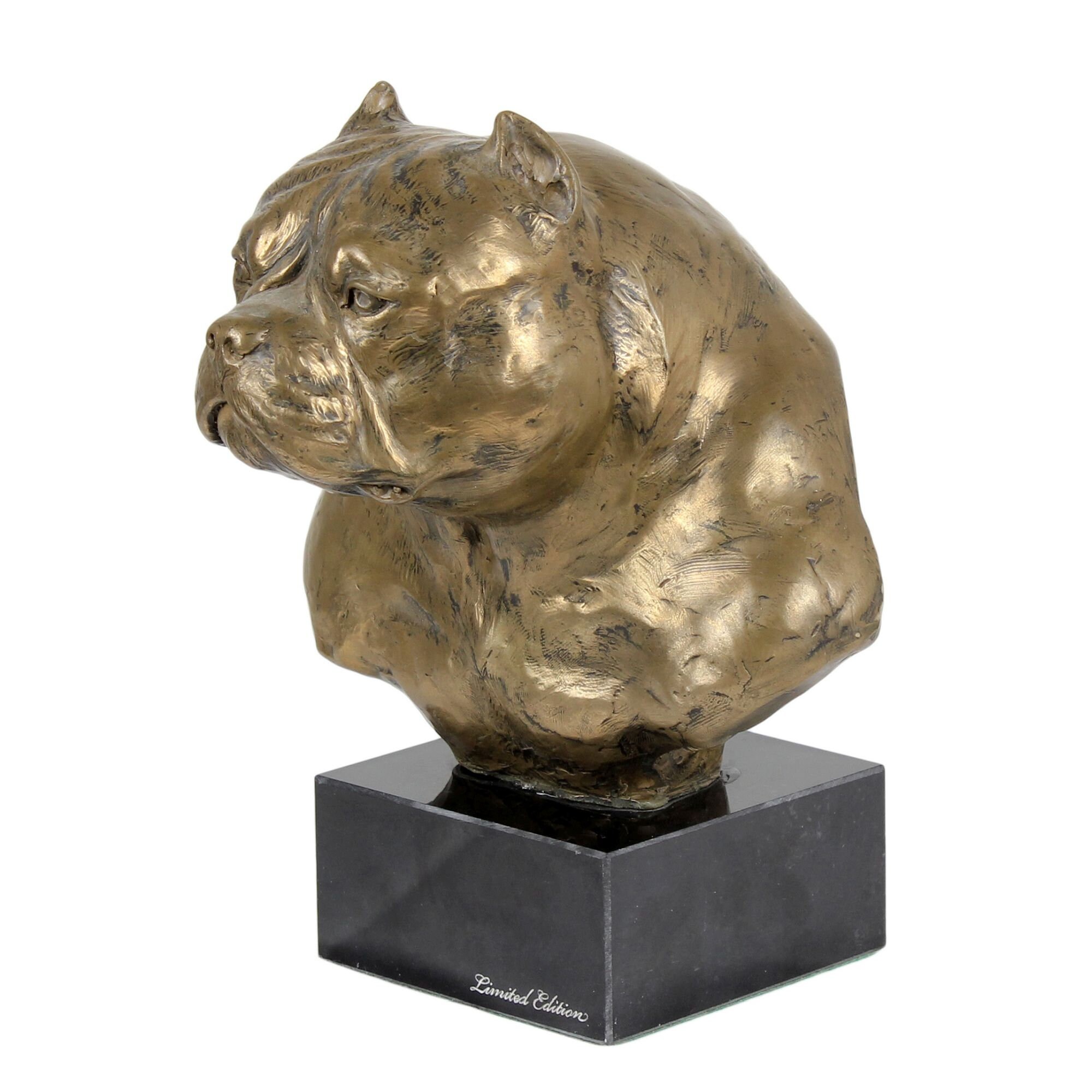 American Bully Statue, Cold Cast Bronze Sculpture, Marble Base, Home ...