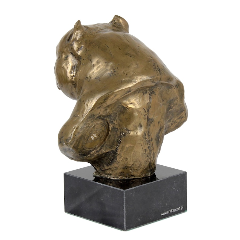 American Bully Statue, Cold Cast Bronze Sculpture, Marble Base, Home ...