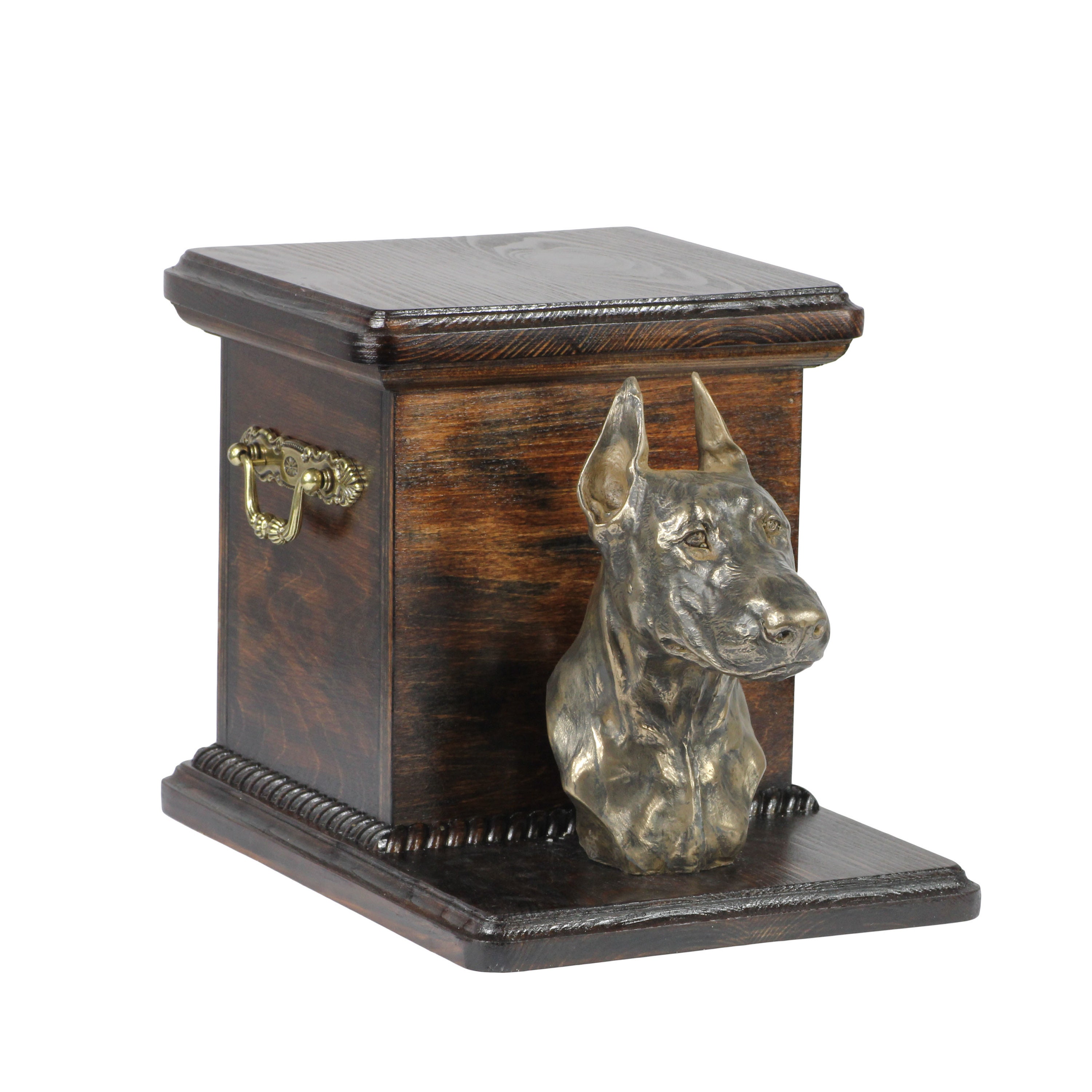 Doberman Cropped Urn for Dog Ashes, Memorial With Statue, Urn With ...
