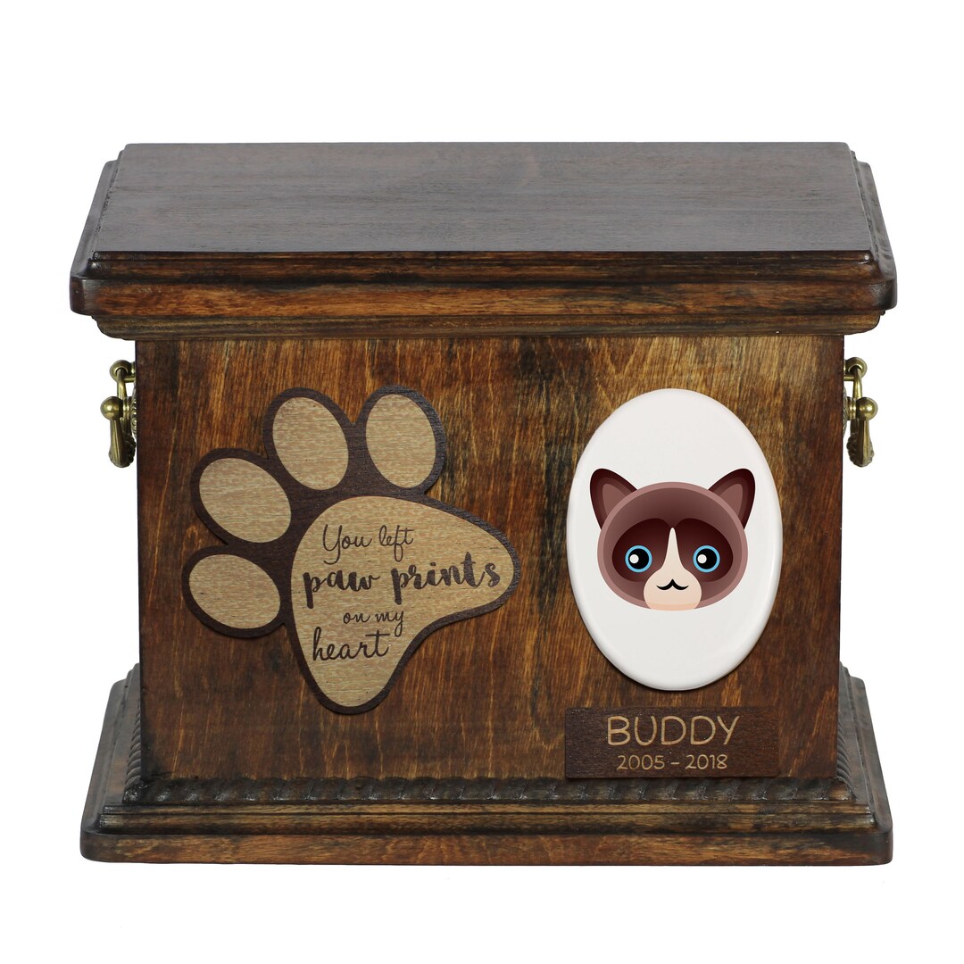 Snowshoe Urn for Cat Ashes, Personalized Memorial With a Graphics on a ...