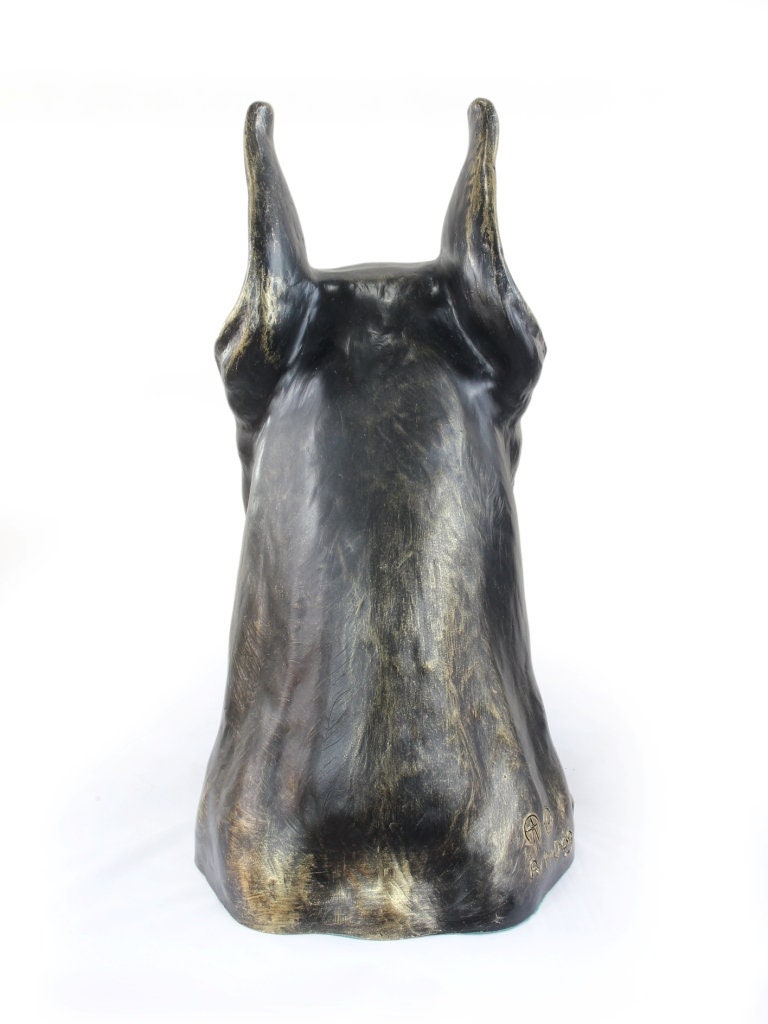 Doberman Cropped Urn for Dog Ashes, Big Head Statue, Resin Sculpture ...