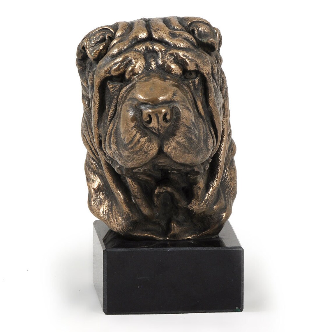 Shar Pei Statue, Cold Cast Bronze Sculpture, Marble Base, Home and ...