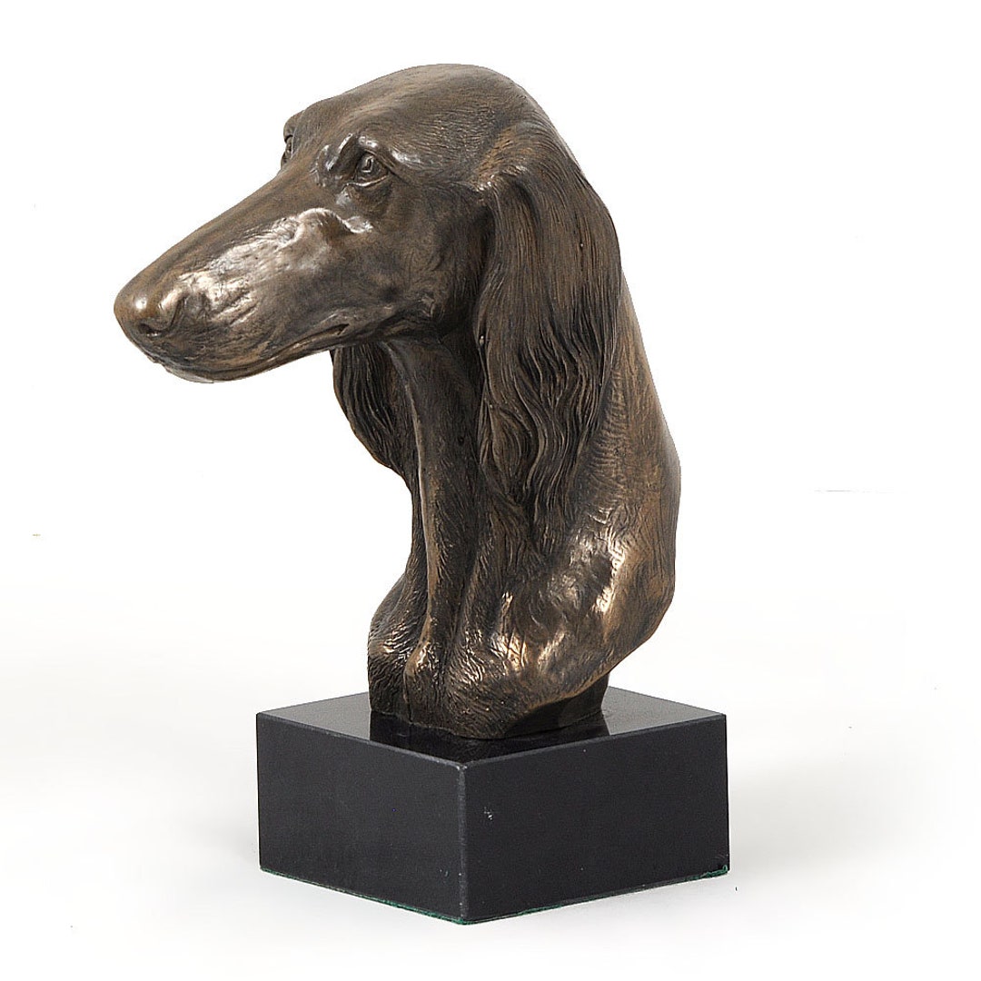 Saluki Statue, Cold Cast Bronze Sculpture, Marble Base, Home and Office ...