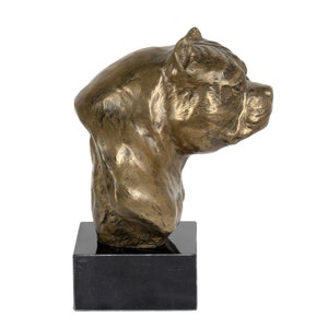 American Bully Statue, Cold Cast Bronze Sculpture, Marble Base, Home ...