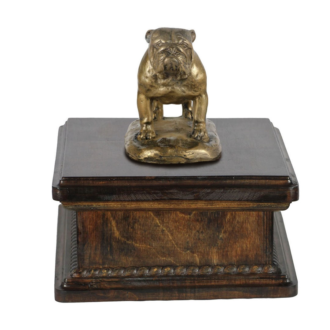 English Bulldog Urn for Dog Ashes, Memorial With Statue on Top, Lower ...