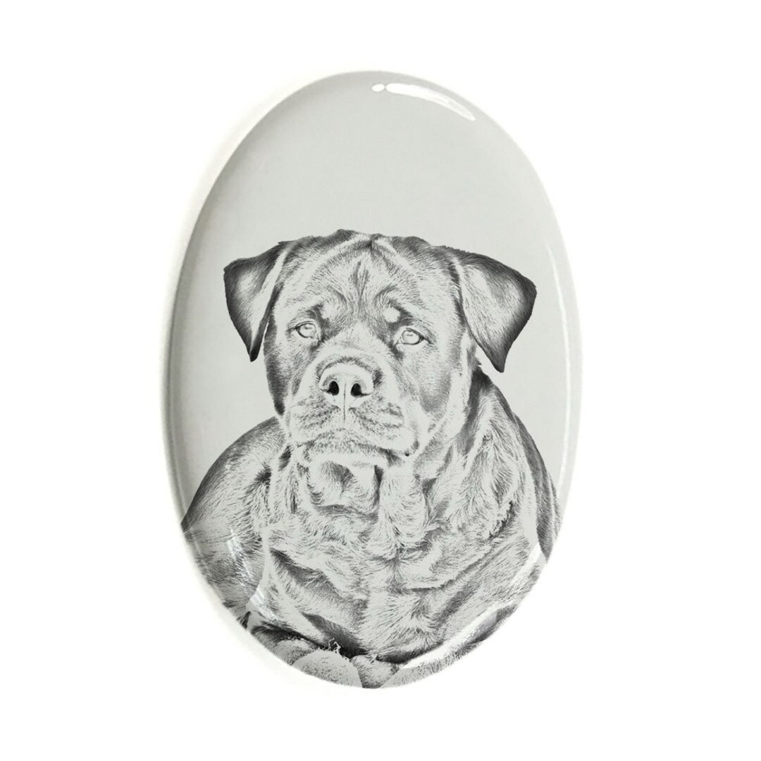 Rottweiler Tombstone Plaque With a Photo of a Dog, Ceramic Plate With ...