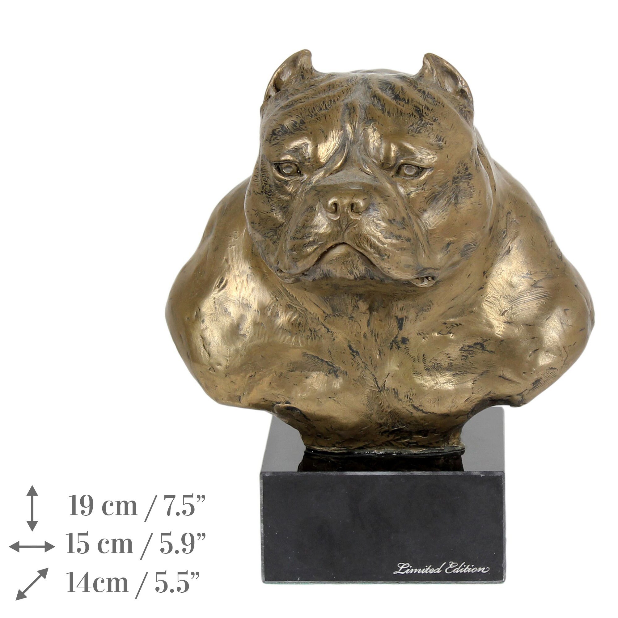American Bully Statue, Cold Cast Bronze Sculpture, Marble Base, Home ...