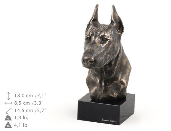 Doberman Statue Dog Figurine Home and Office Decor Marble Base Cold ...
