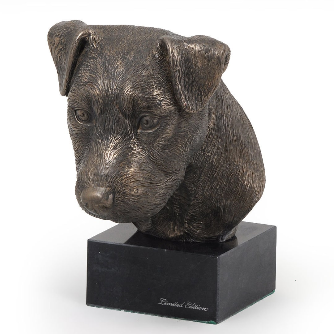 Jack Russel Terrier Statue, Cold Cast Bronze Sculpture, Marble Base ...