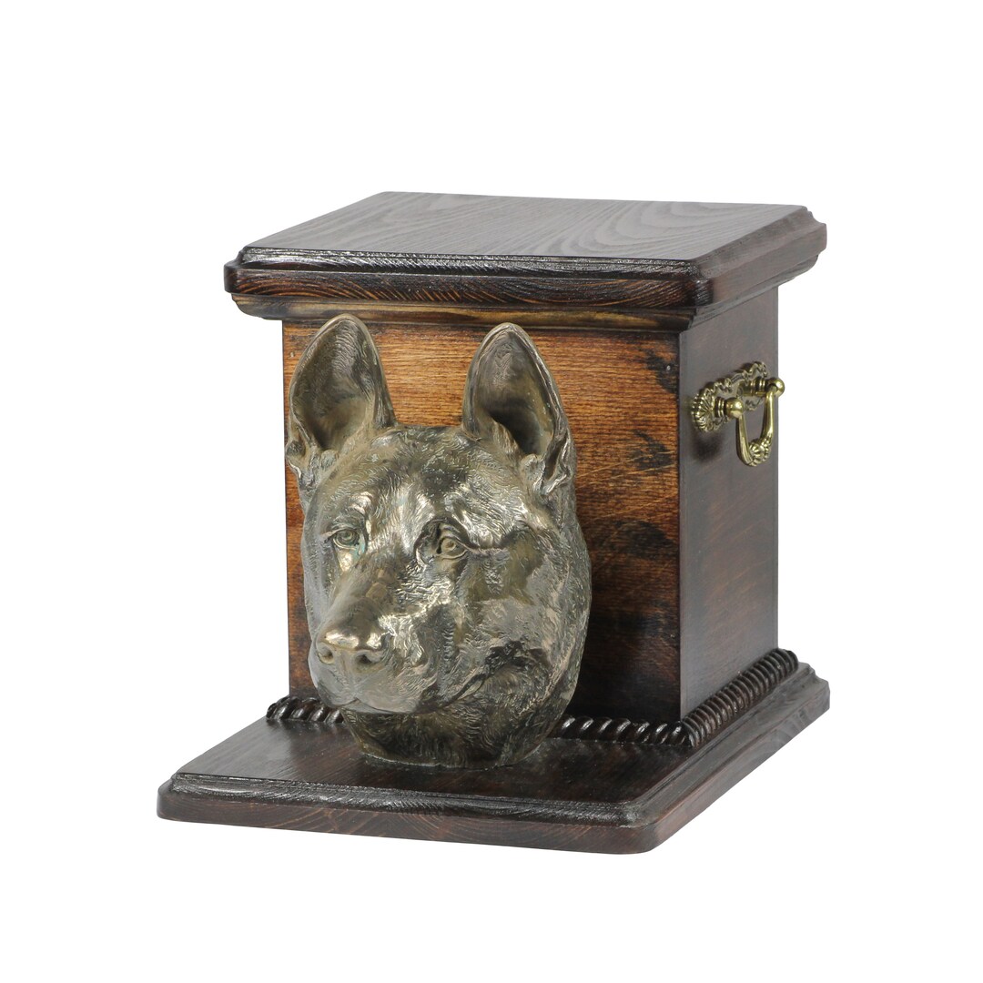 German Shepherd Urn for Dog Ashes, Memorial With Statue, Urn With ...