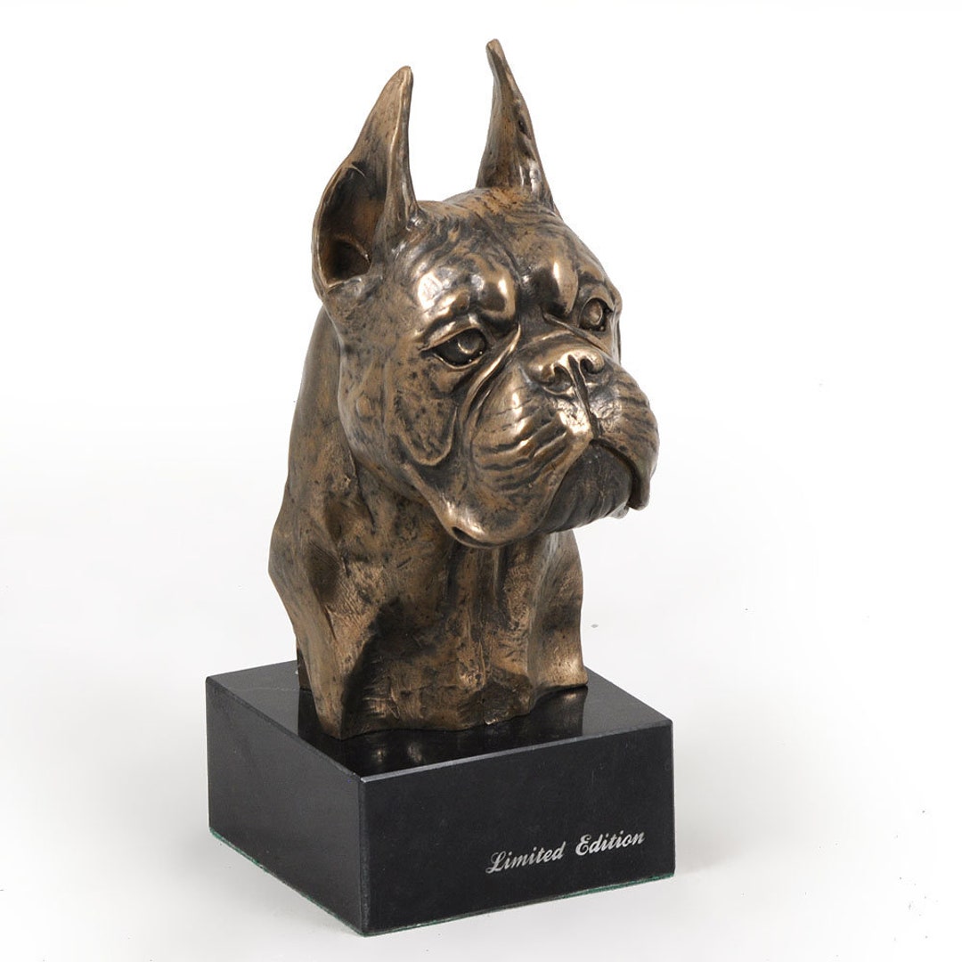 Boxer Statue, Cold Cast Bronze Sculpture, Marble Base, Home and Office ...