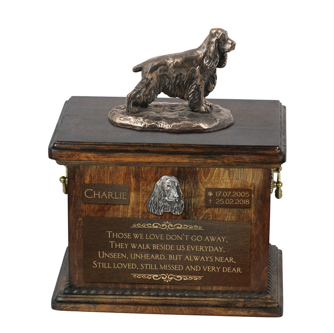 English Cocker Spaniel Urn for Dog Ashes, Urn With Name, Dates and ...