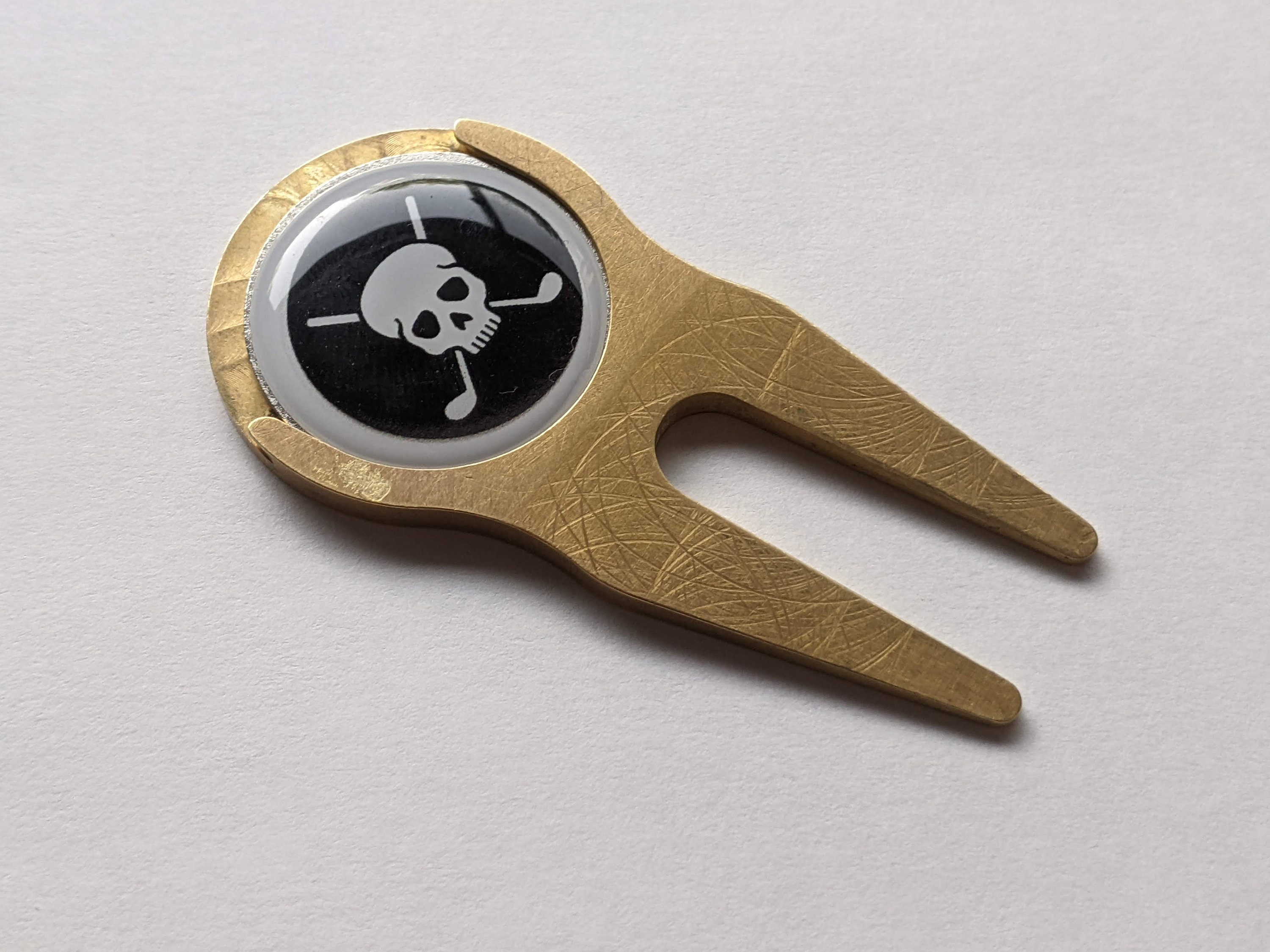 Solid Brass US Made Divot Tool With Magnetic Golf Skull Ball Marker - Etsy