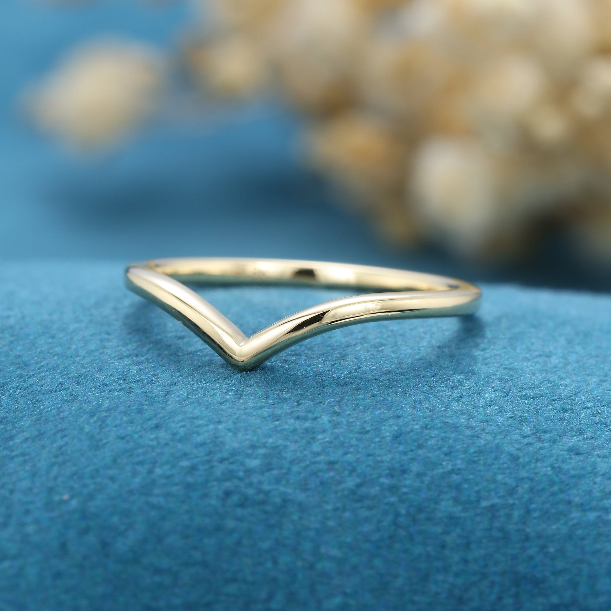 Simple Yellow Gold Curved Wedding Band Unique 14K Solid Gold - Etsy