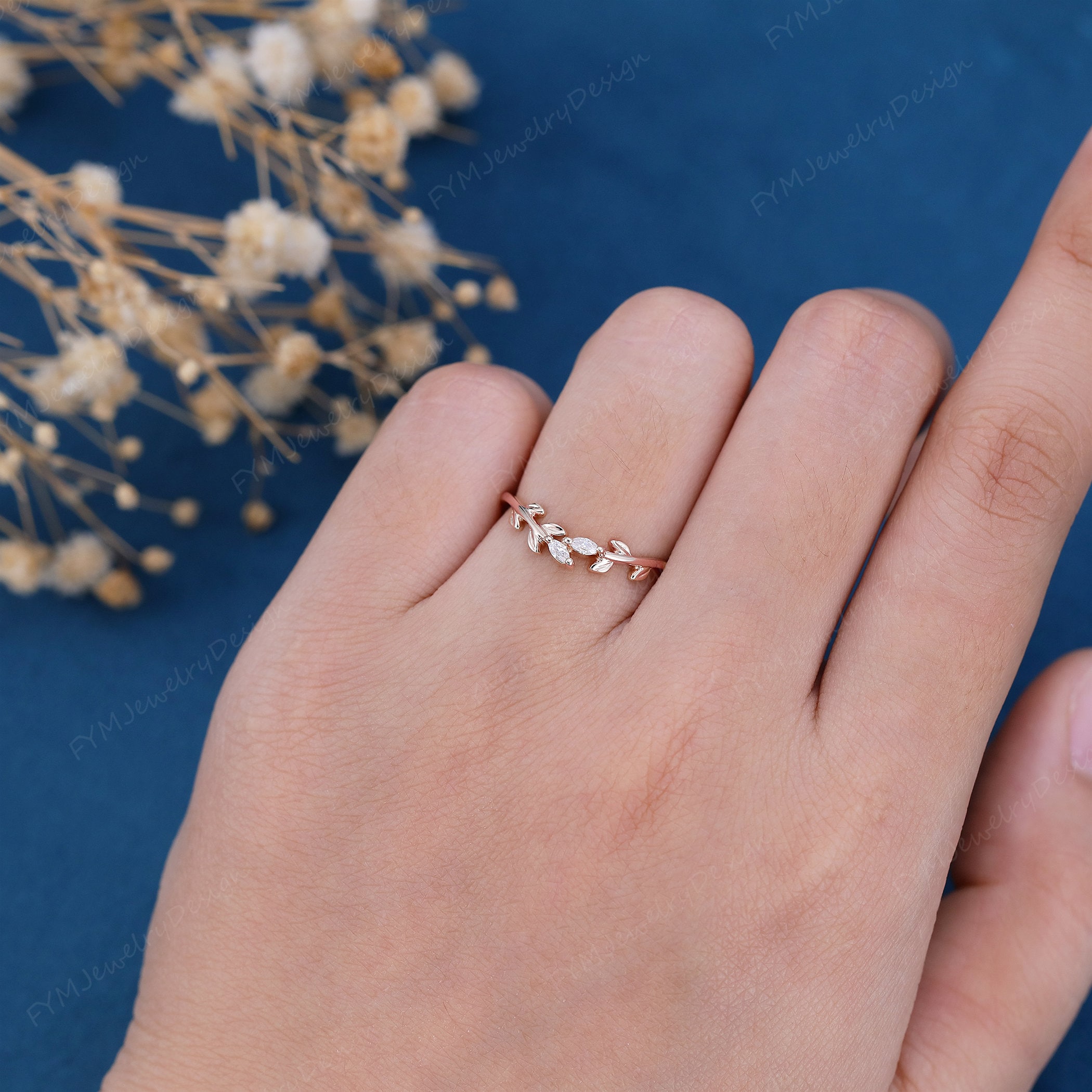 Unique Rose Gold Wedding Band Open Wedding Band Art Deco - Etsy