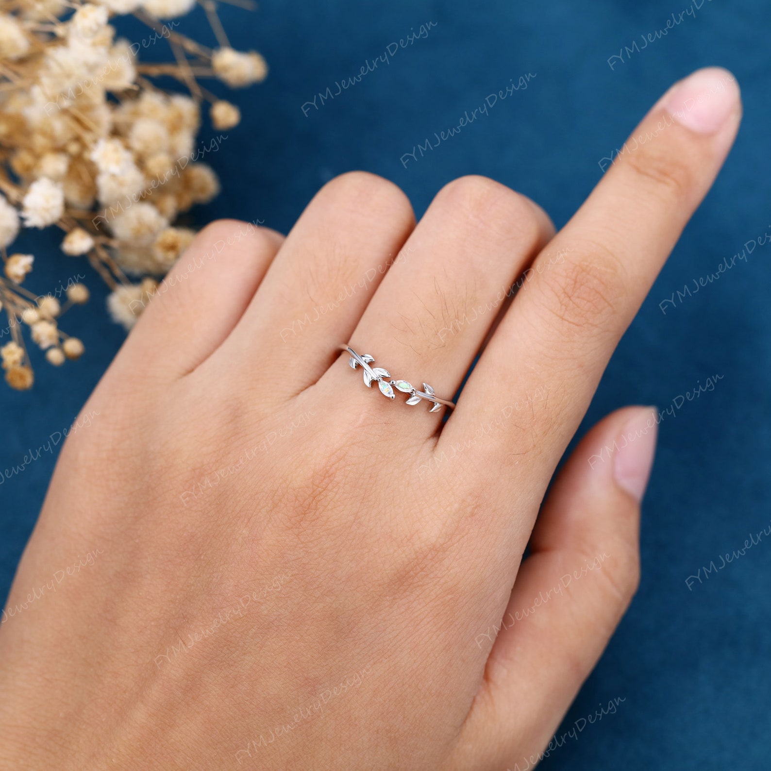 Unique White Gold Wedding Band Open Wedding Band Art Deco - Etsy