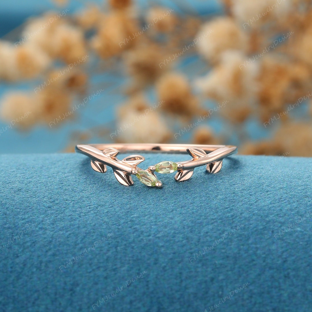 Unique Rose Gold Wedding Band Open Wedding Band Art Deco Marquise ...