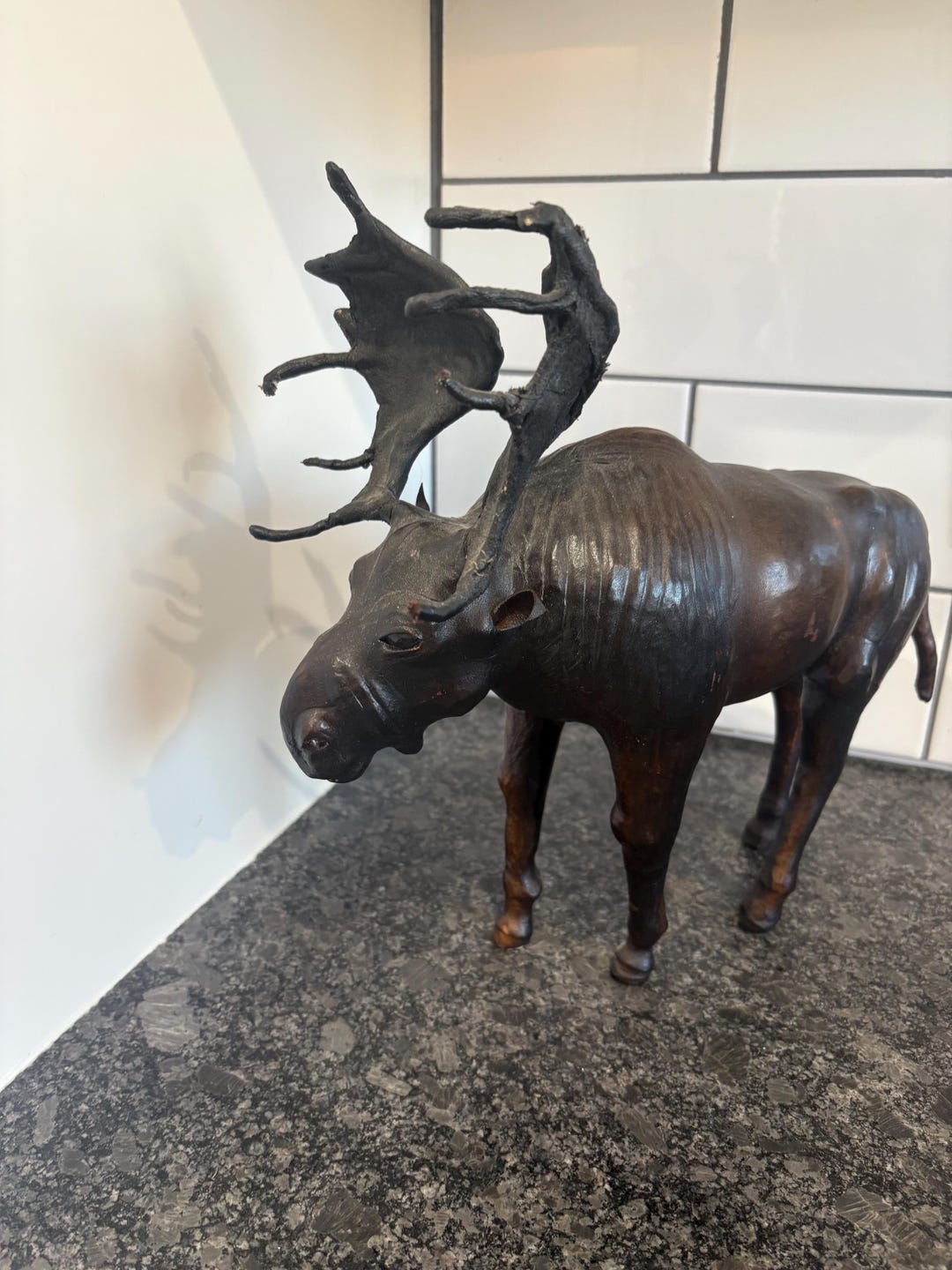 Vintage Leathered Wrapped Moose Statue - Etsy