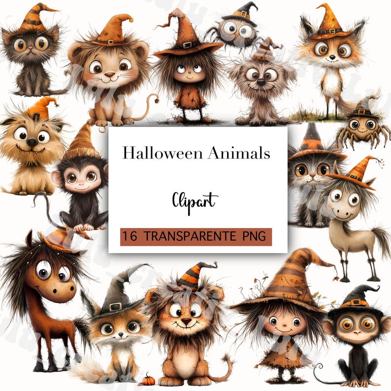 16 PNG, Clipart, Motifs, Illustration, Cute Animals, Halloween - Etsy