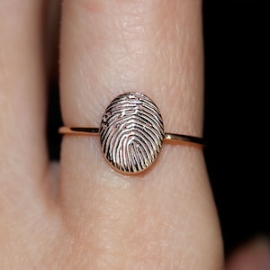 Personalized Fingerprint Ring, Memorial Custom Ring, Dainty Engraved ...
