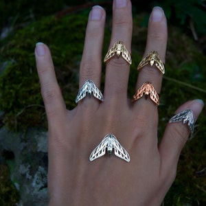 Sphinx Moth Ring, Hawk Moth Ring, Butterfly Jewelry, Silver Insect Ring ...