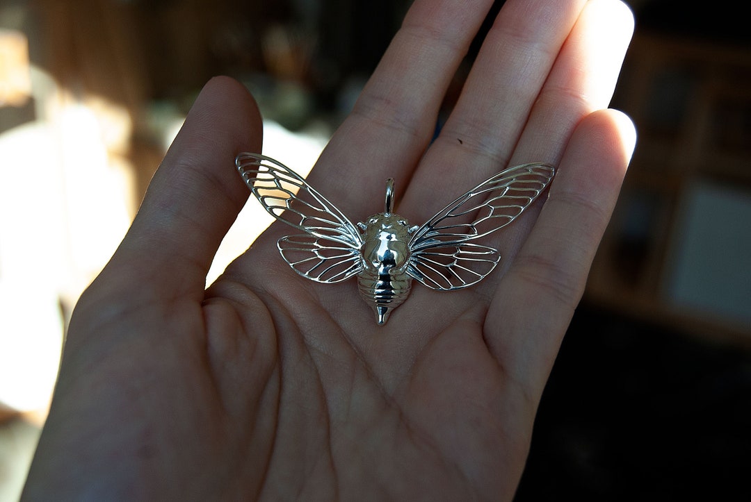 Cicada Silver Pendant, Cicada Gold Necklace, Cicada Jewelry, Insect ...