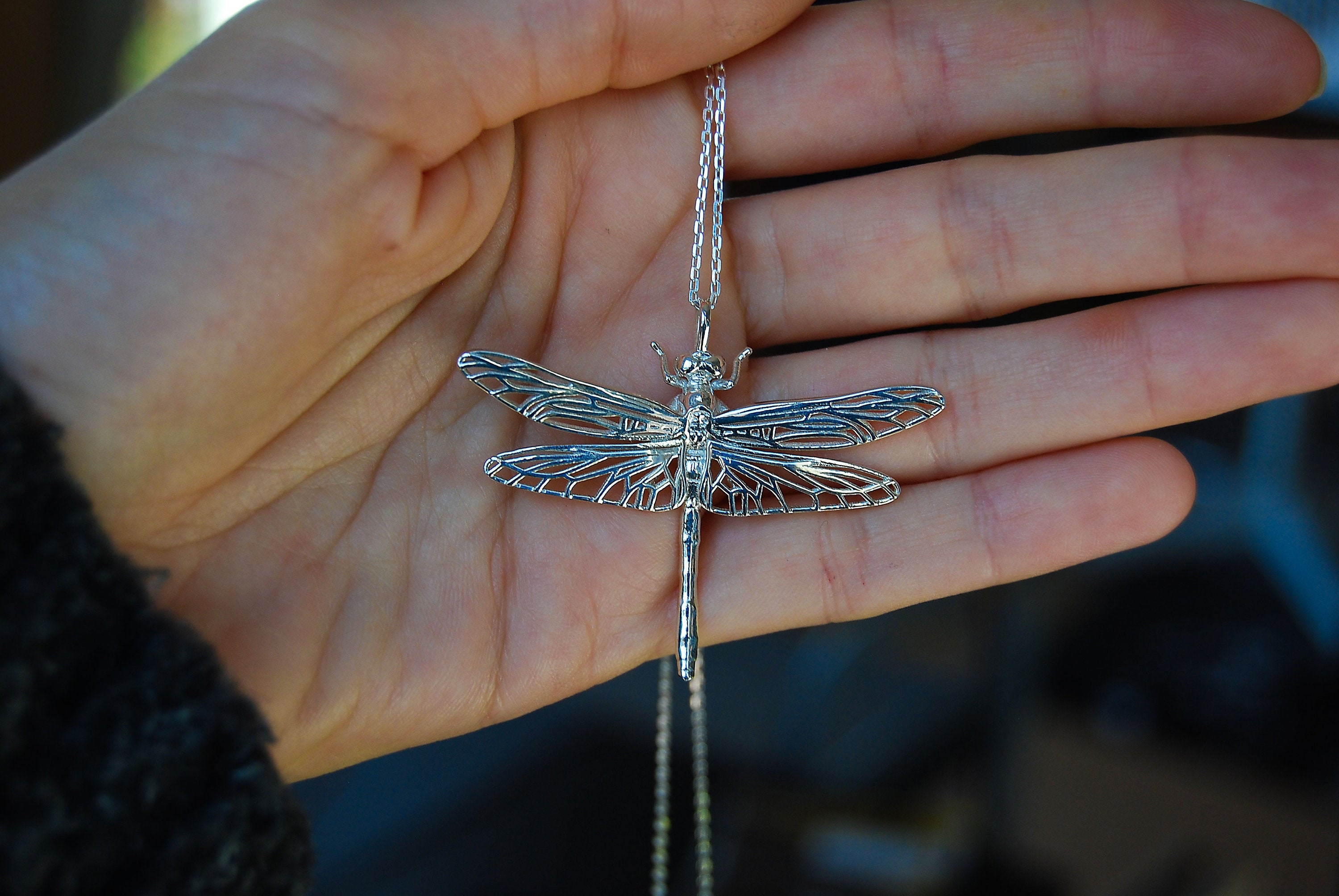 Sterling Silver Dragonfly Pendant: Insect Jewelry (chain Not Included ...