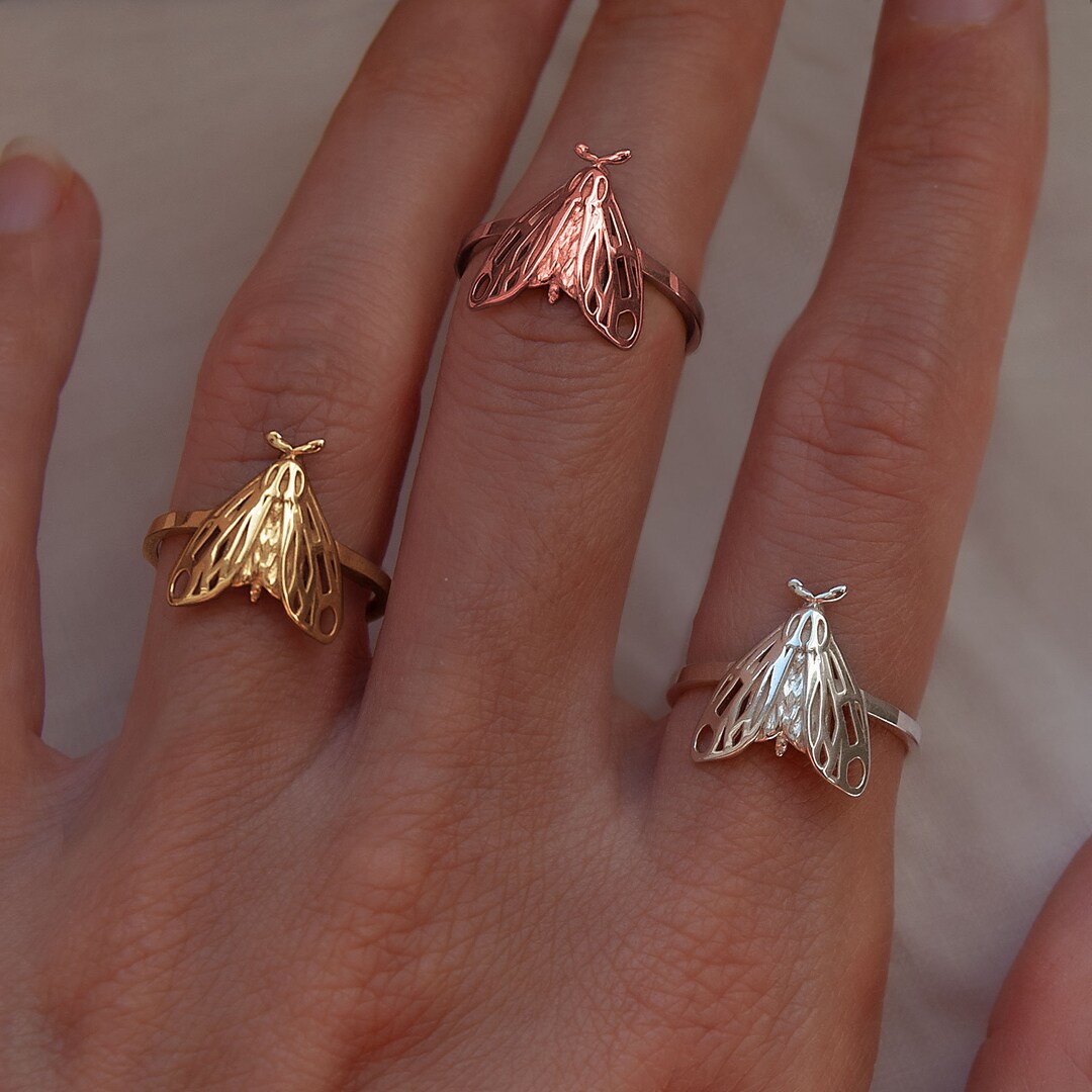 Sterling Silver Moth Ring, Moth Ring, Butterfly Jewelry, Silver Insect Ring - Etsy