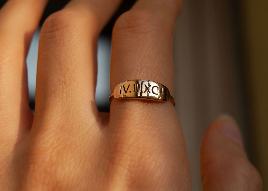 Personalized Roman Numeral Ring: Custom Engraved Name Ring - Etsy