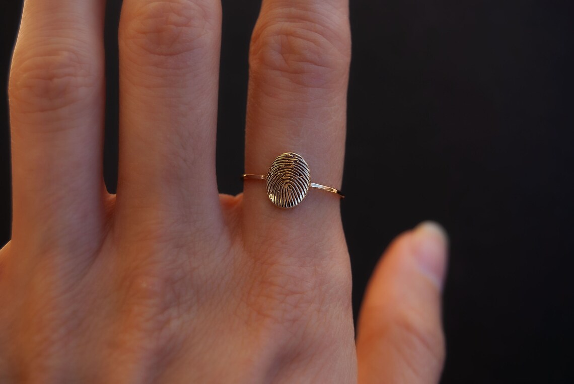Personalized Fingerprint Ring Memorial Custom Ring Dainty - Etsy