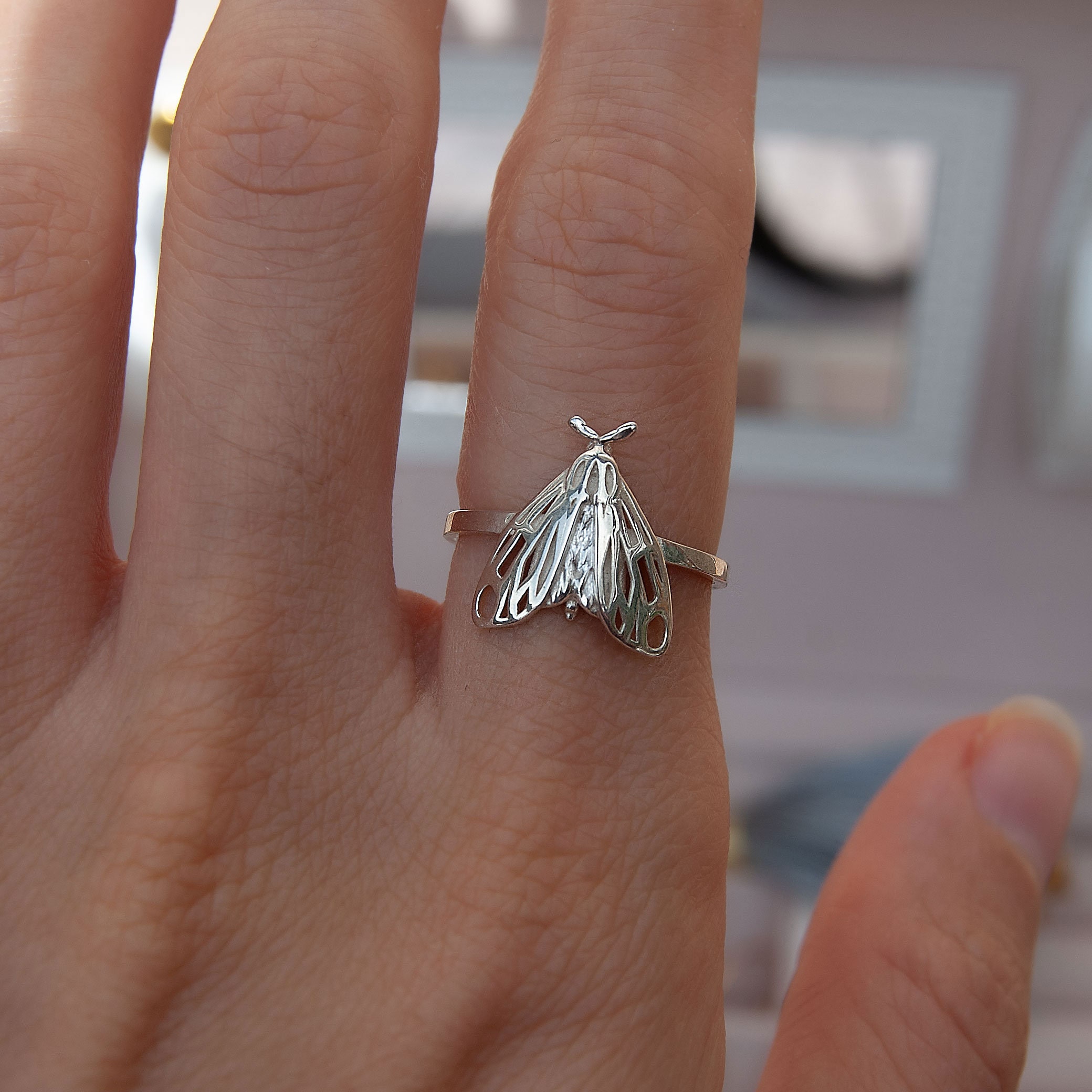 Sterling Silver Moth ring Moth ring Butterfly Jewelry | Etsy