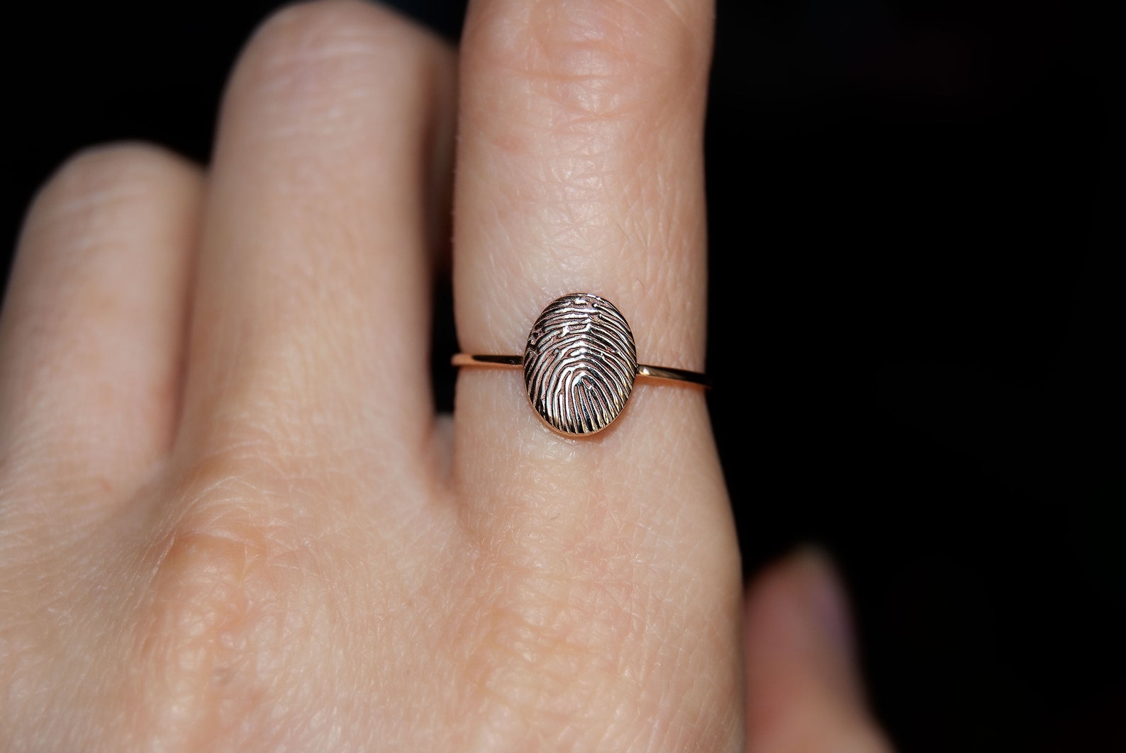 Personalized Fingerprint Ring Memorial Custom Ring Dainty - Etsy