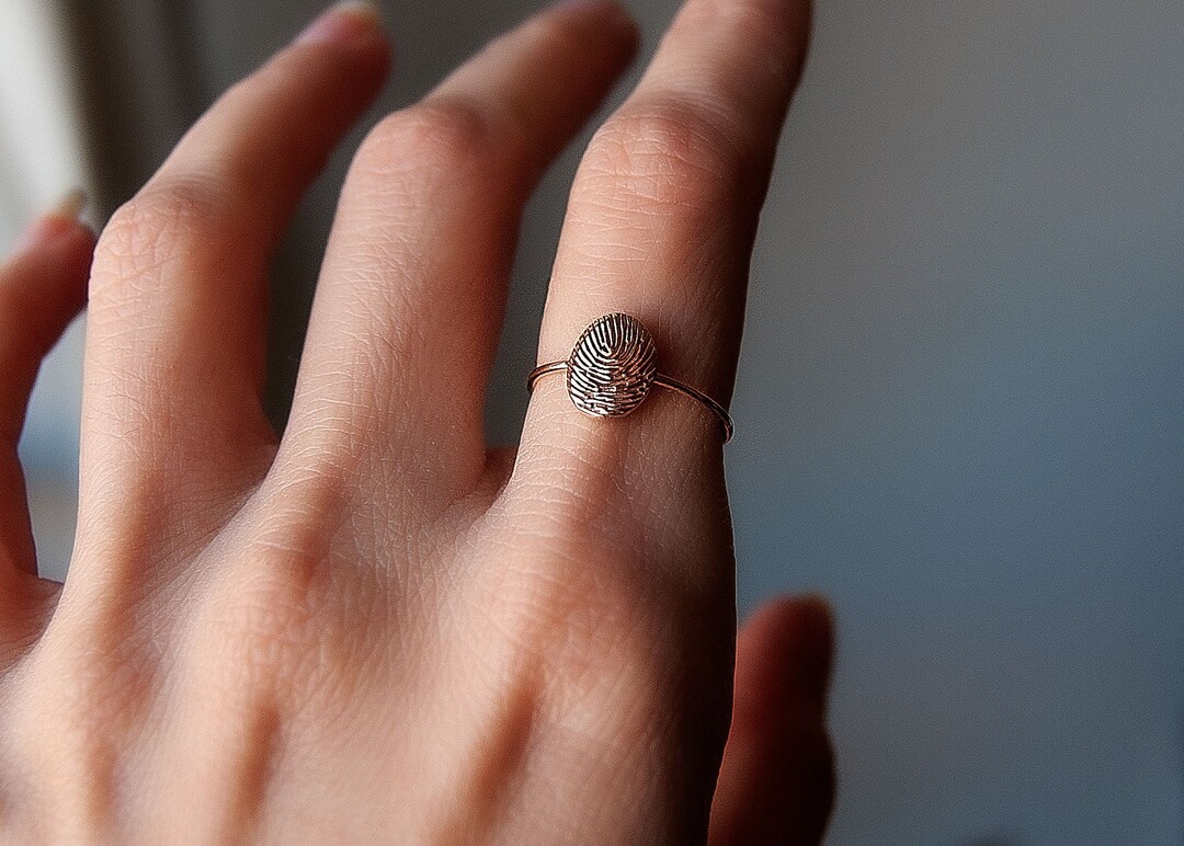 Personalized Fingerprint Ring, Memorial Custom Ring, Dainty Engraved ...