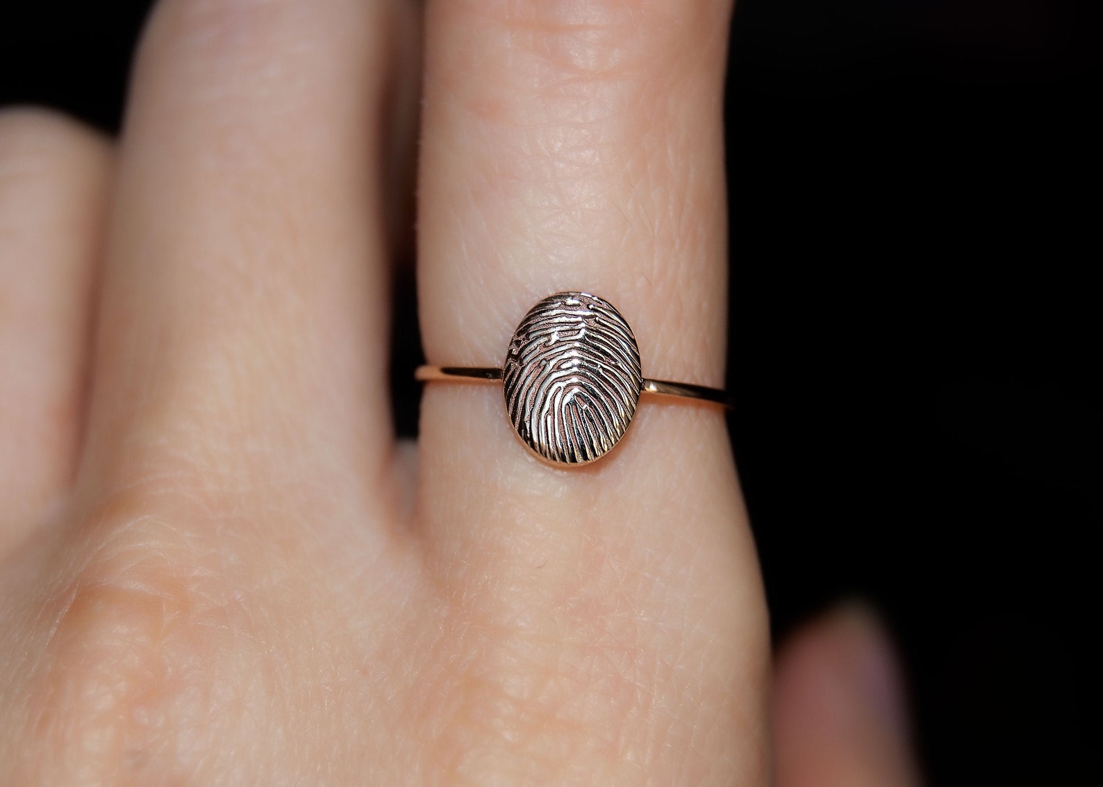 Personalized Fingerprint Ring Memorial Custom Ring Dainty | Etsy