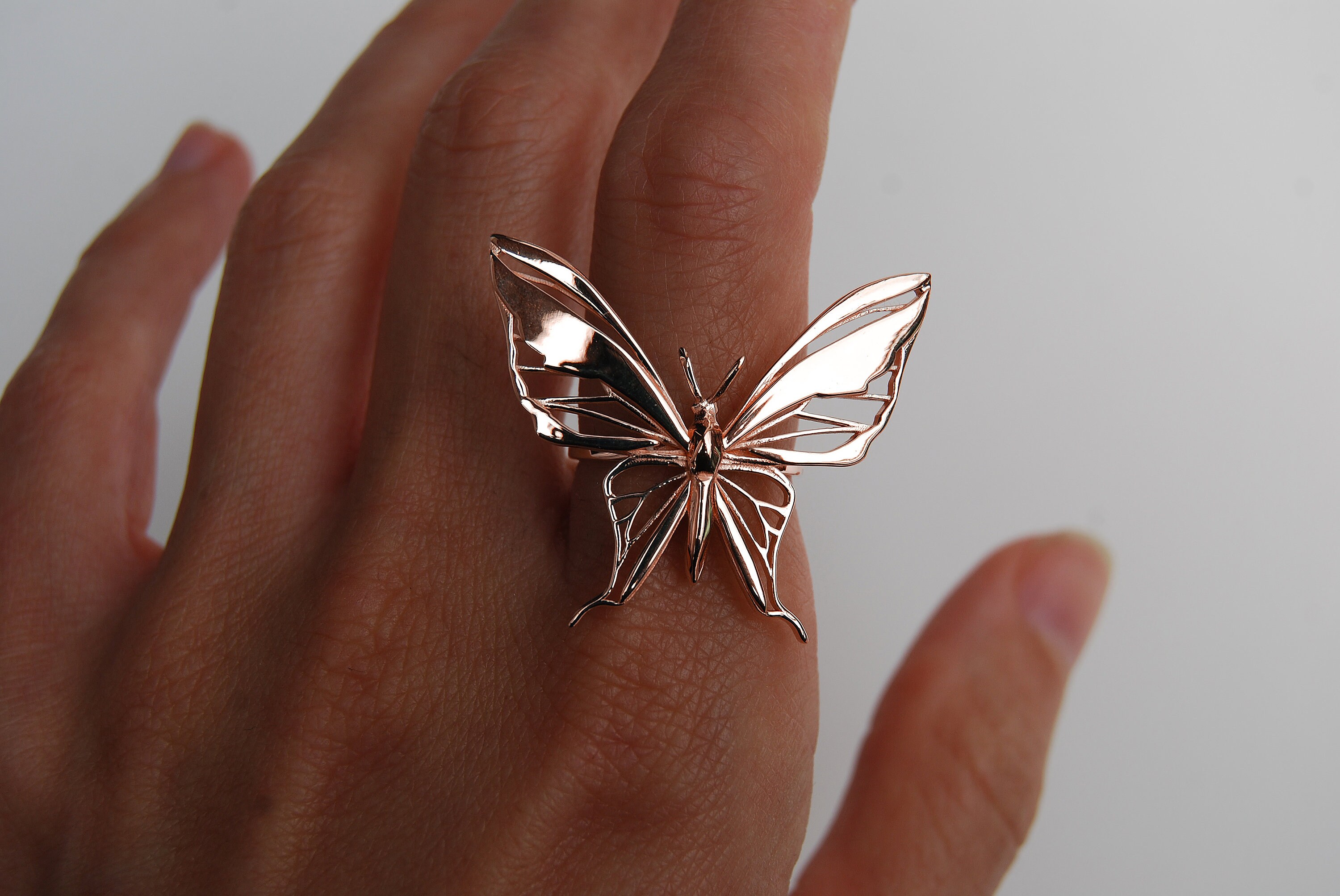 Sterling Silver Birdwing Butterfly Ring: Handmade Insect Jewelry - Etsy