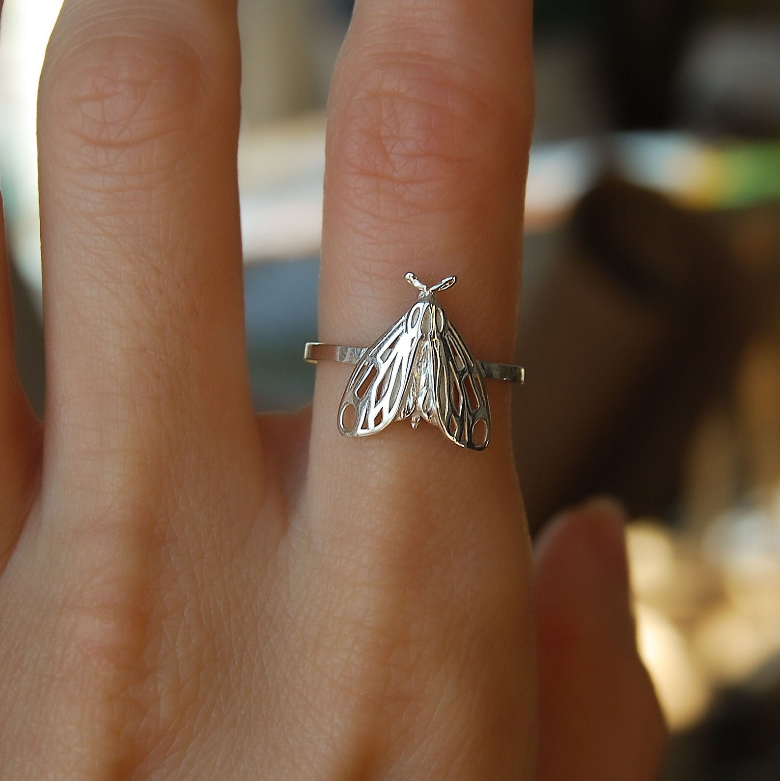 Sterling Silver Moth Ring Moth Ring Butterfly Jewelry - Etsy